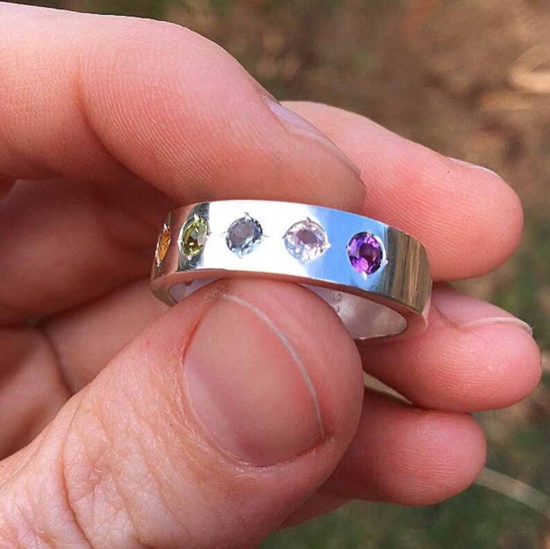 Rainbow Ring in Sterling Silver made to Order - Etsy
