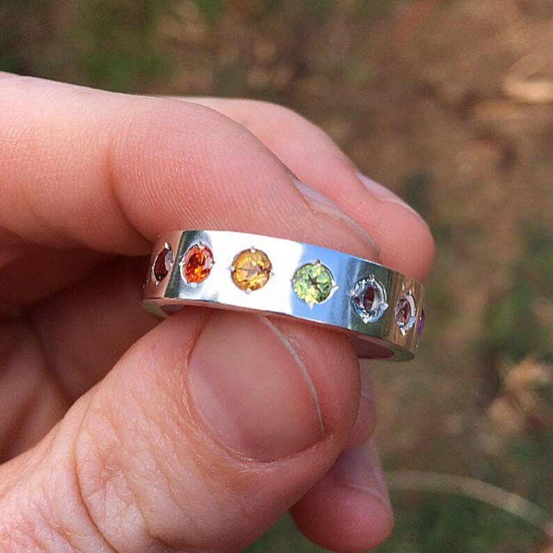 Rainbow Ring in Sterling Silver made to Order - Etsy