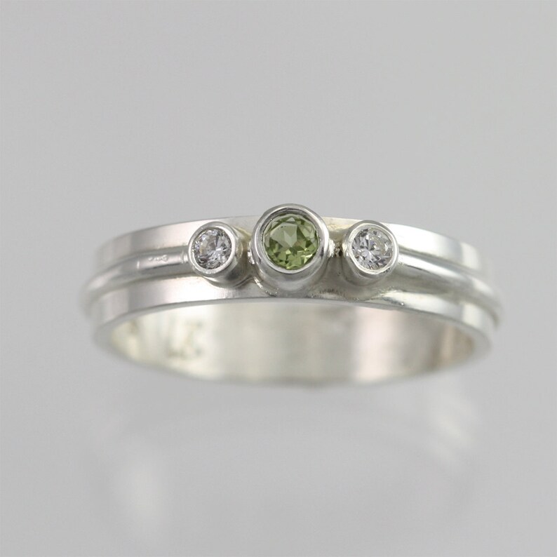 3 Stone Wrap Ring peridot Cubic Zirconia Made to Order - Etsy
