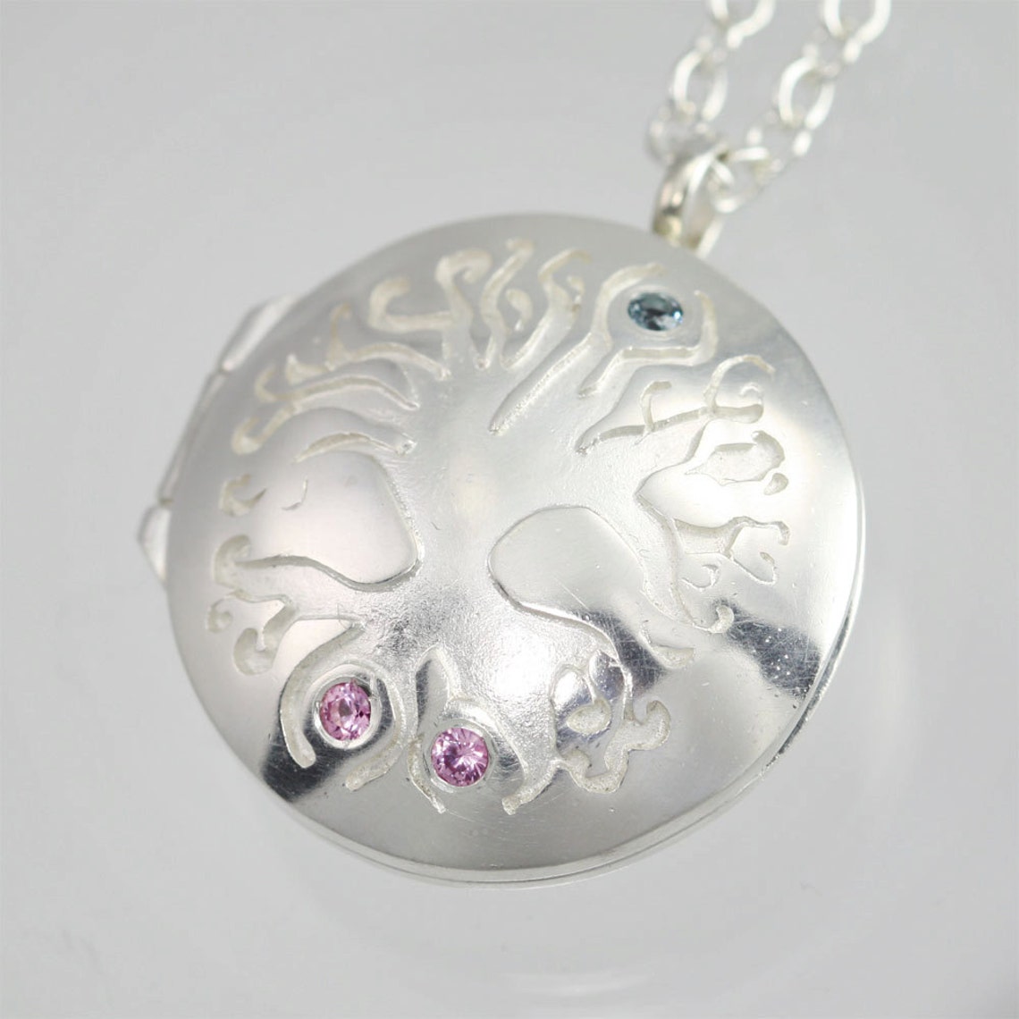 Tree of Life Mother's Locket With 3 Birthstones in Sterling Silver - Etsy