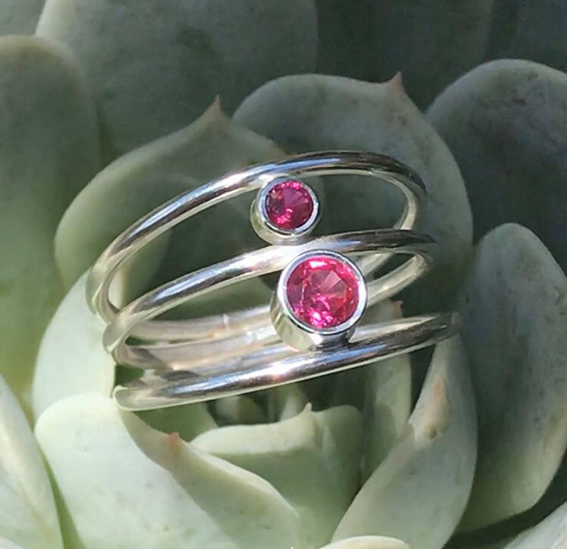 2 Stone Sequence Ring With Birthstones in Sterling Silver - Etsy