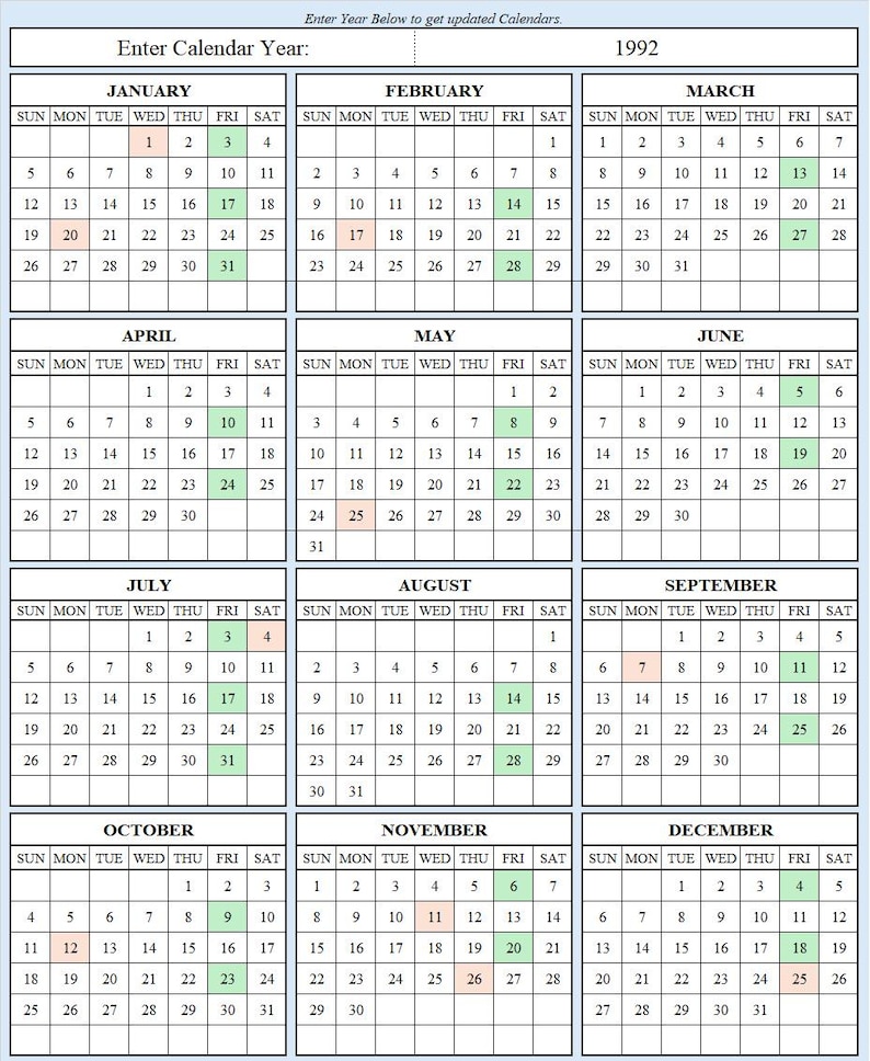 2024+ Forever Calendar: Auto Populating Pay Weeks, Federal Holidays ...