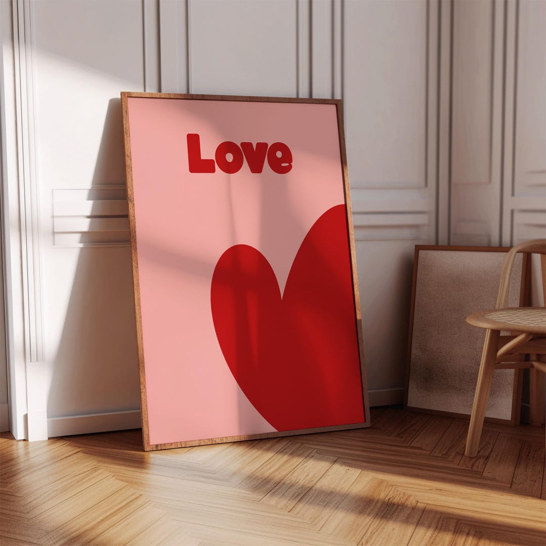 Poster - Love Poster - Romantic Minimalism in Red - Etsy
