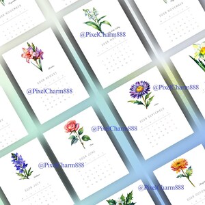 2025 Mini Desk Calendar | Birth Flower Calendar | Watercolor Floral ...