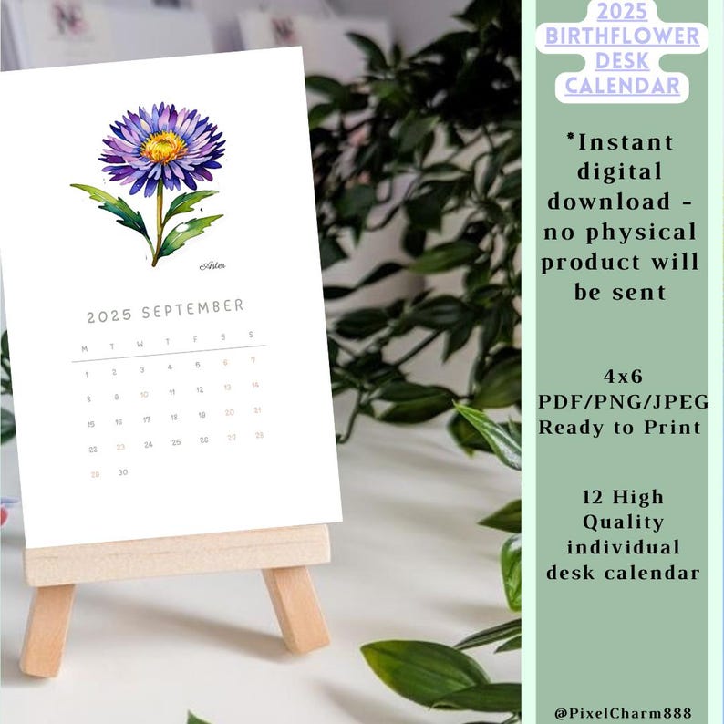 2025 Mini Desk Calendar | Birth Flower Calendar | Watercolor Floral ...