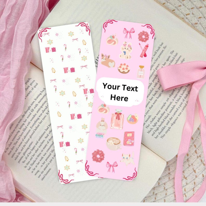 Editable Canva Bookmark Template Customizable Coquette Aesthetic ...