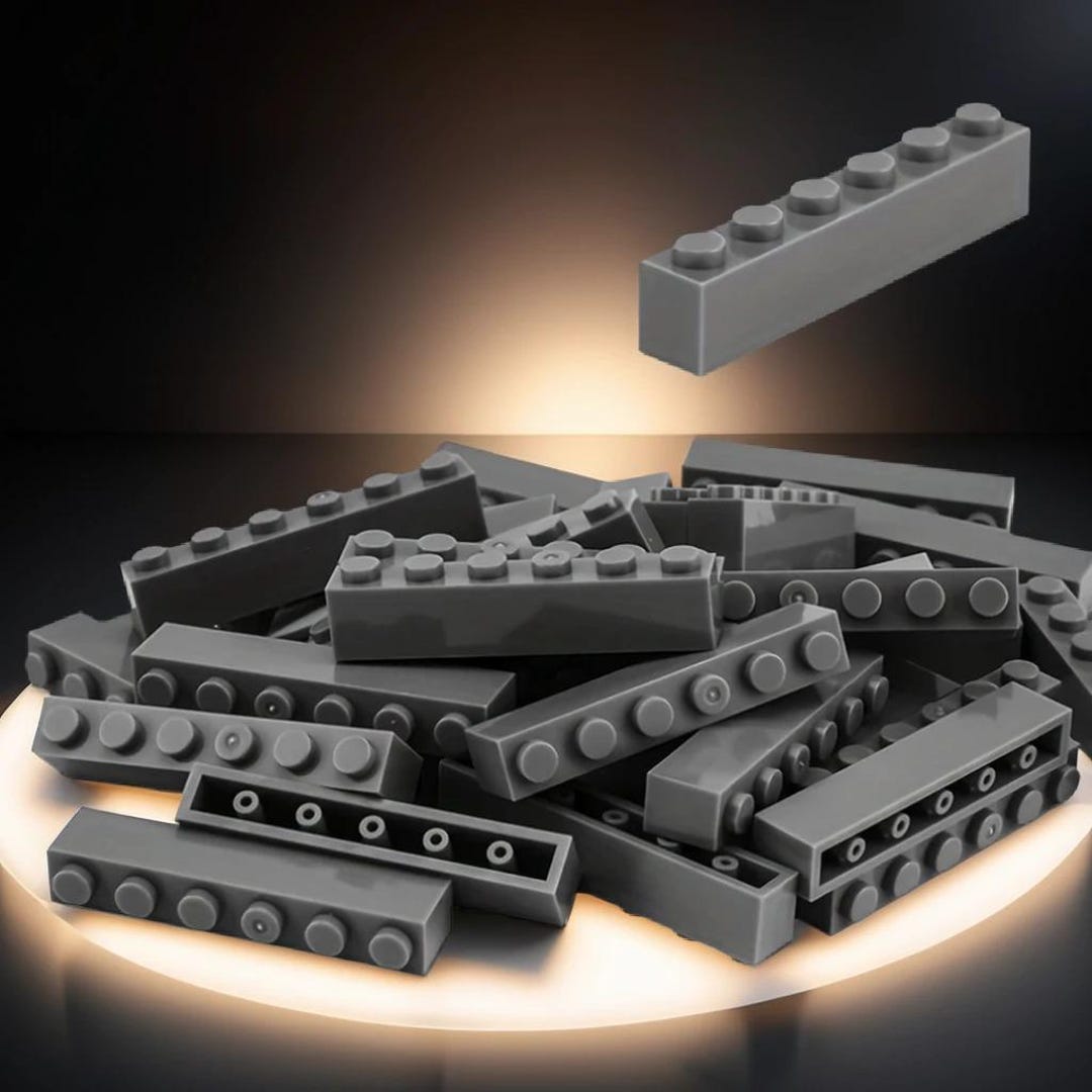 44PCS 1x6 Dark Gray Building Blocks | Creative DIY Construction Bricks ...