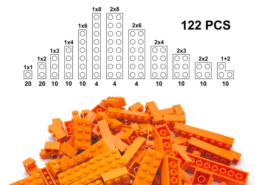 Tangerine Orange Building Block Bricks 122PCS Compatible Construction ...