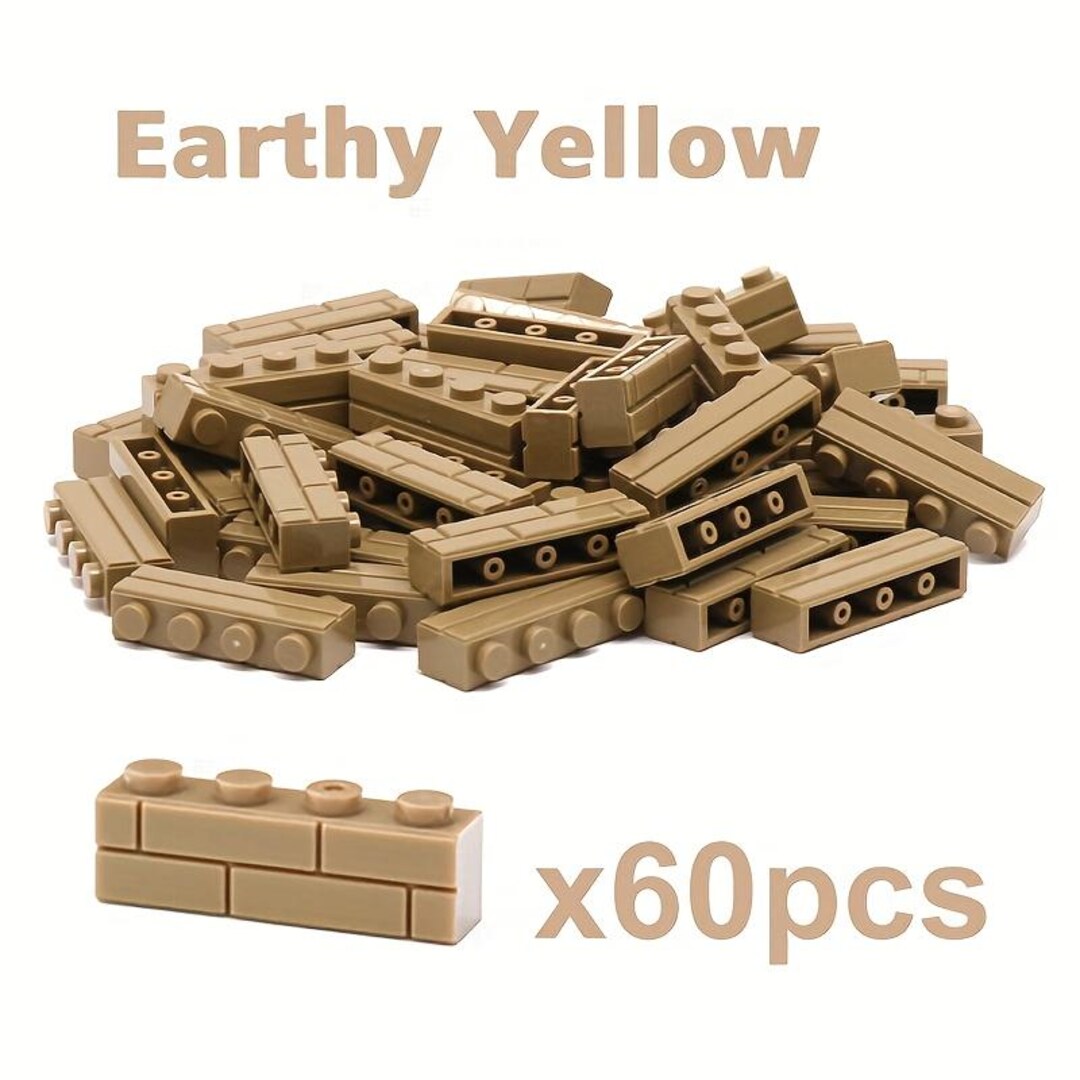 Custom Earth Brick Building Blocks, Castle Wall Set - 1x4 Wall Tile ...