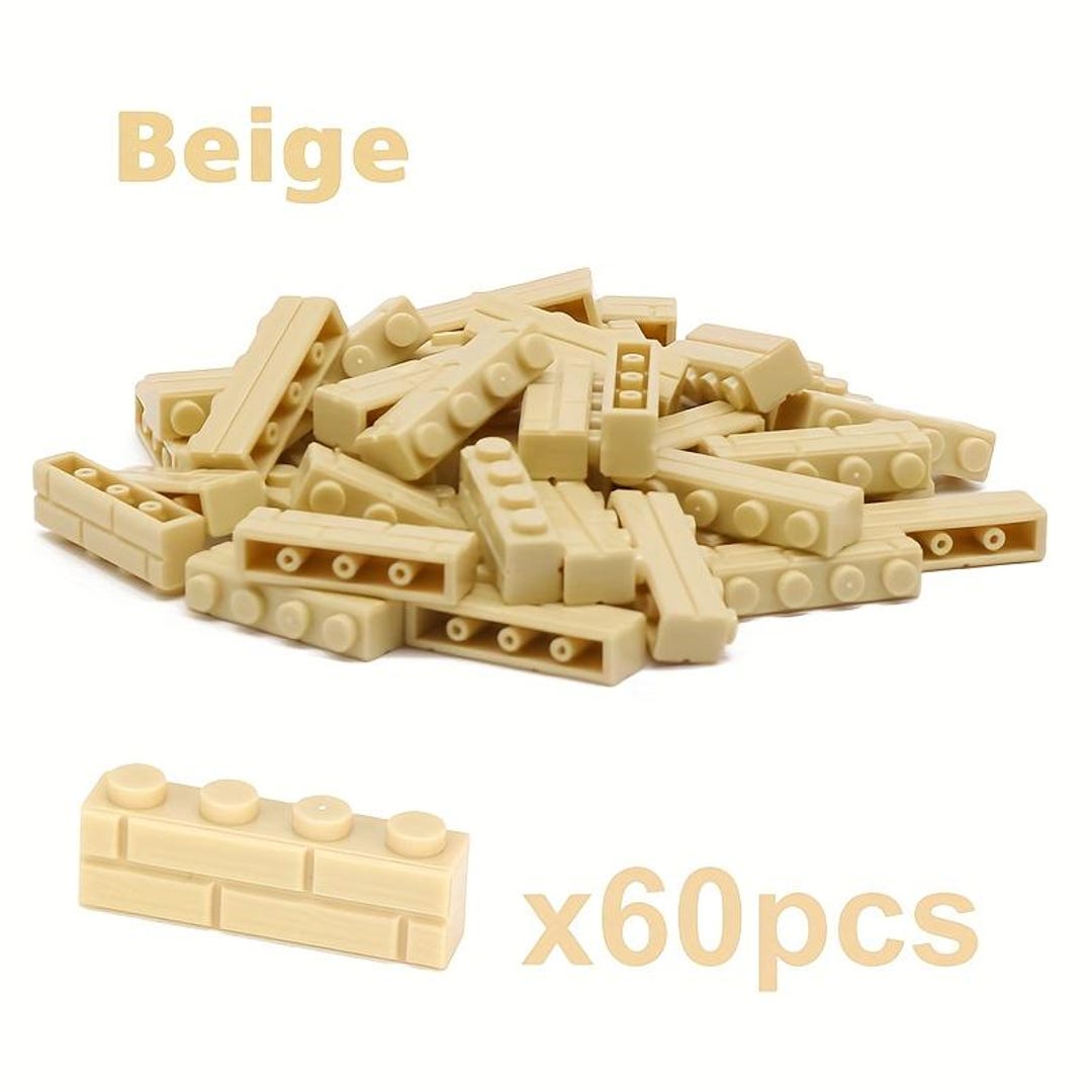 Custom Beige Brick Building Blocks, Castle Wall Set - 1x4 Wall Tile ...