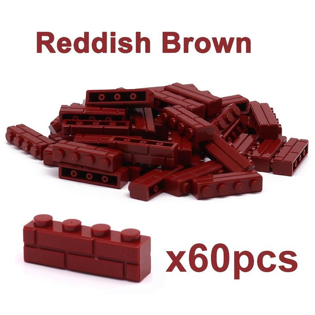 Custom Red Brick Building Blocks, Castle Wall Set - 1x4 Wall Tile ...