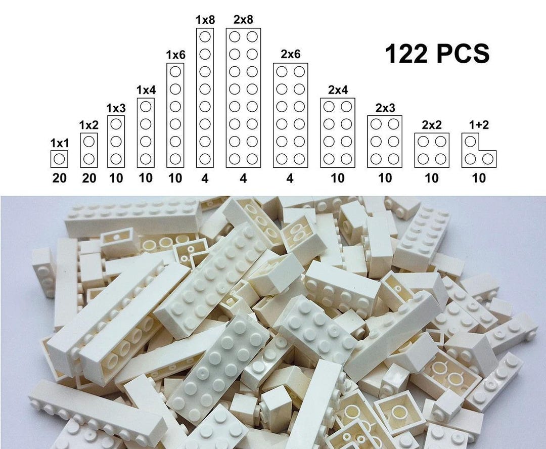 Ivory White Building Block Bricks 122PCS Compatible Construction Bricks ...