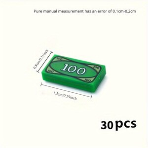 30pcs Green Money Building Blocks 1x2 Tile Cash Bricks, ABS Material ...