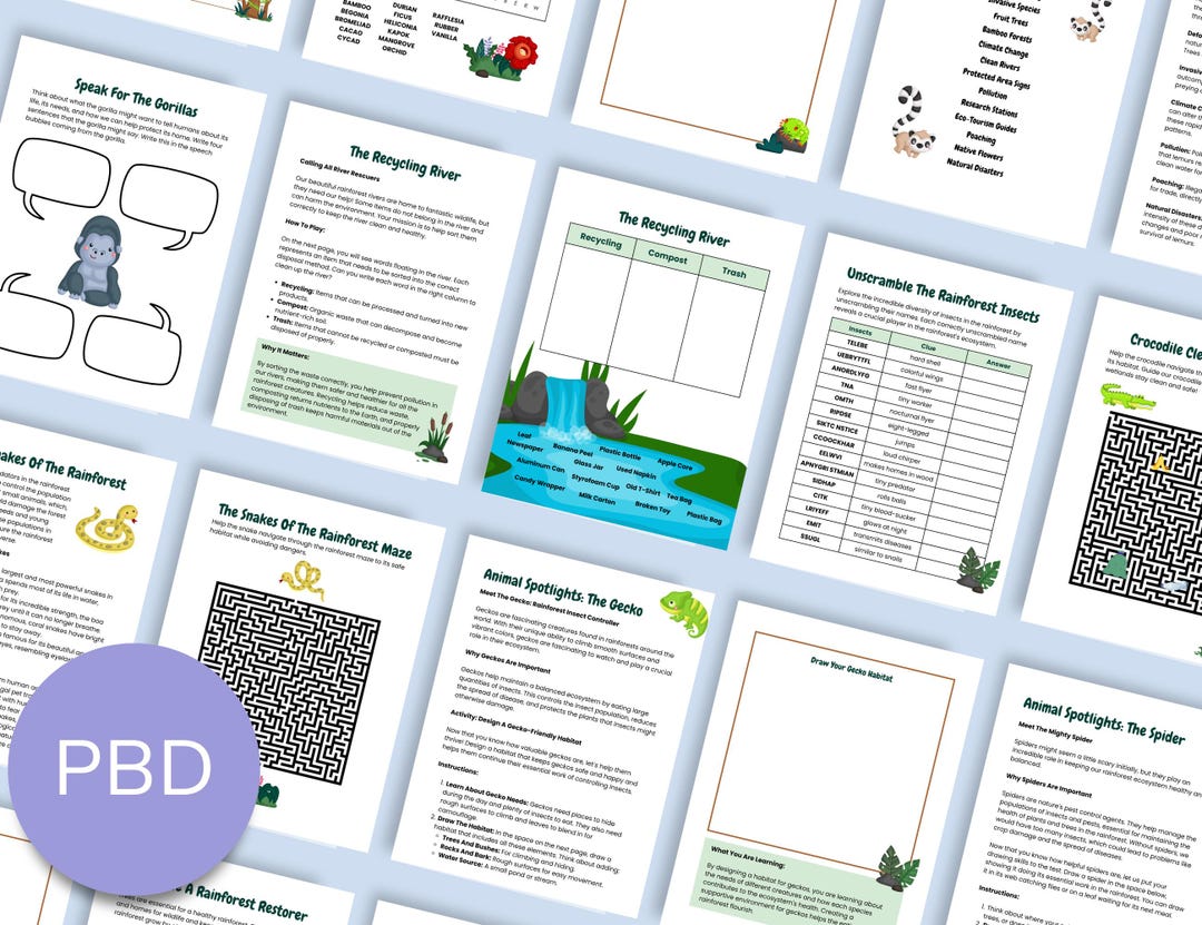 Rainforest Rangers Activity Pages - Etsy