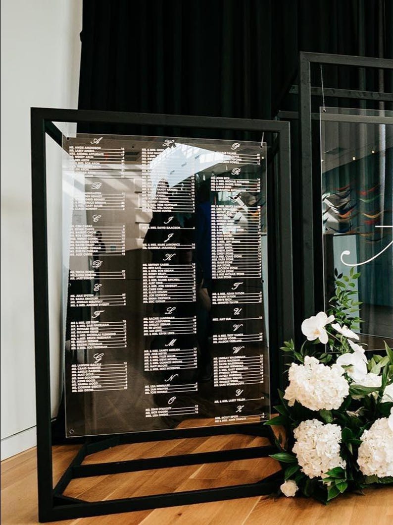 Clear Welcome and Seating Chart Package, Large Clear Acrylic Seating ...