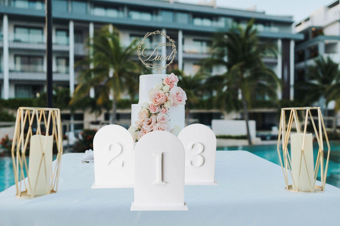 Modern White Table Numbers-acrylic Table Numbers-arched Table Numbers ...