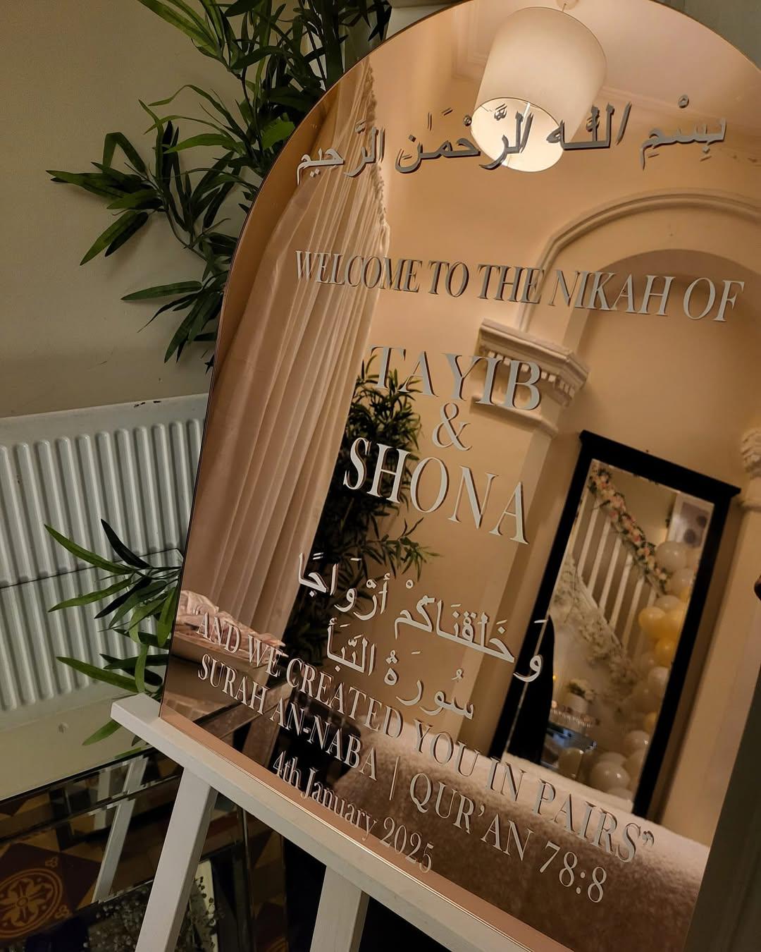 Arched Islamic Mirror Welcome Sign Islamic Nikkah Sign Arched Islamic ...