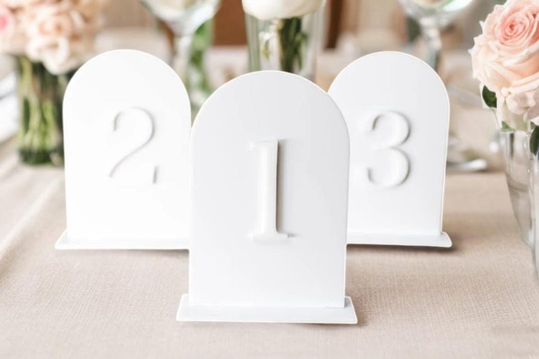 Modern White Table Numbers-acrylic Table Numbers-arched Table Numbers ...