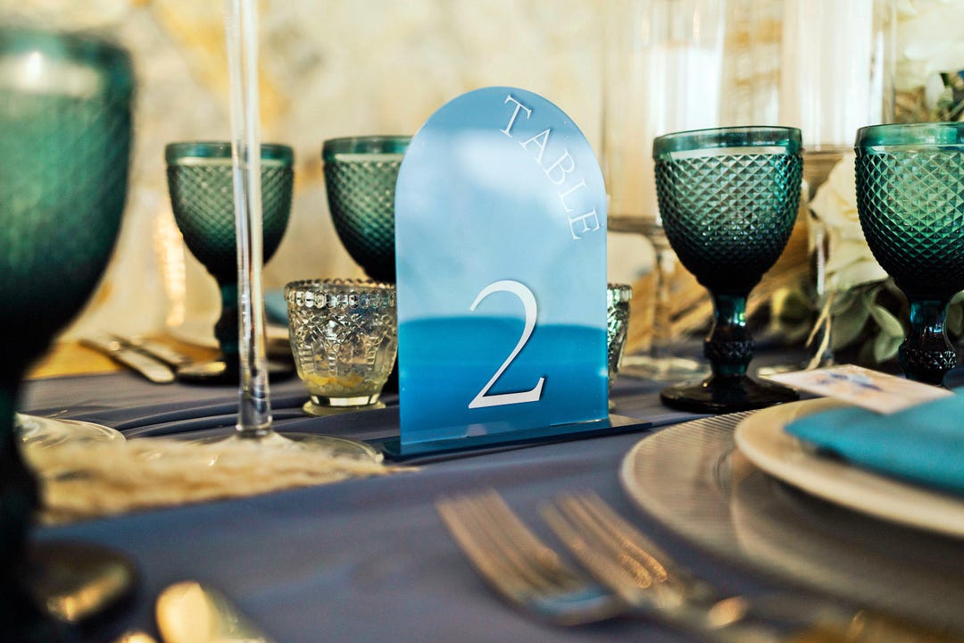 Modern Blue Table Numbers-acrylic Table Numbers-arched Table Numbers ...