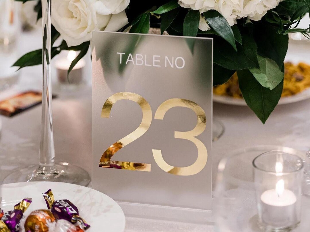 Frosted Table Numbers, Table Numbers Mirror Gold Wedding, Acrylic ...