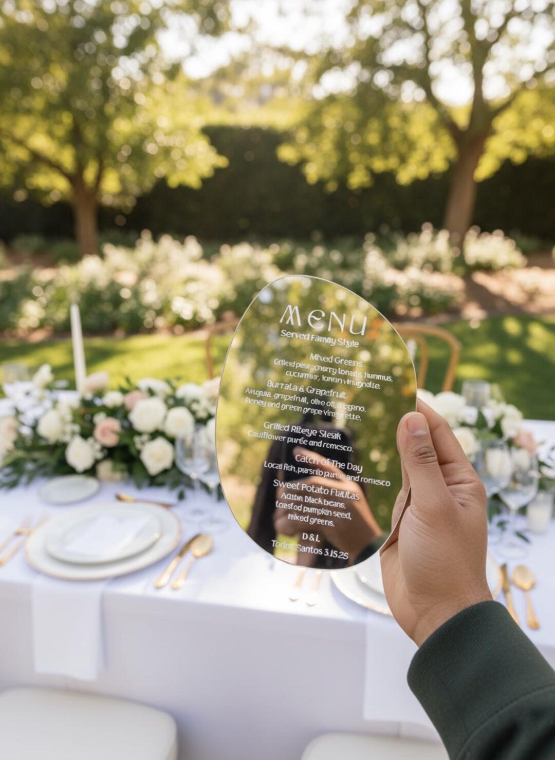 Mirror Silver Menu Card, Acrylic Wedding Dinner Lunch Menu Sign ...