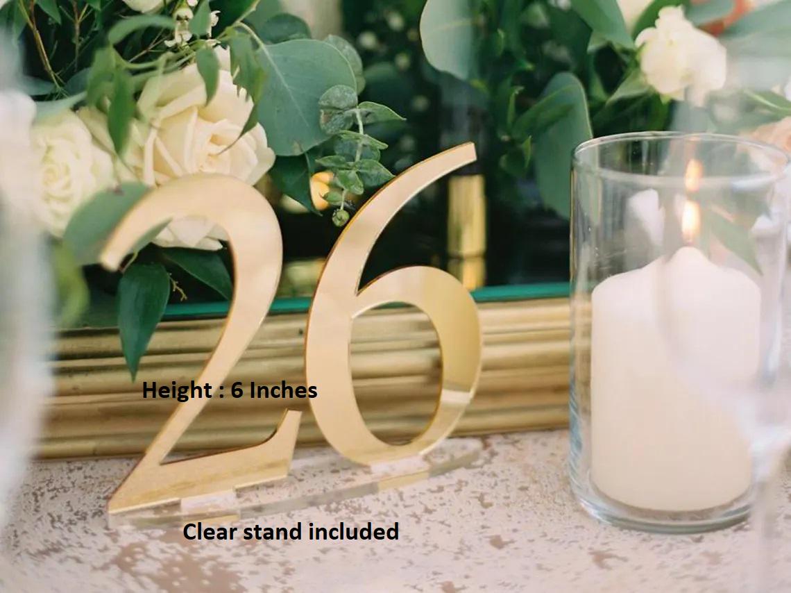 Mirror Gold Table Numbers, Table Numbers Wedding, Acrylic Numbers ...