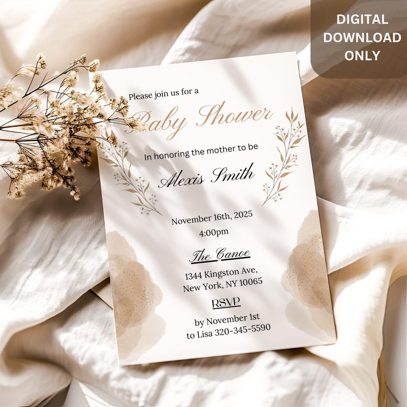 Digital Baby Shower Invitation, Modern Baby Shower, Neutral Baby Shower ...