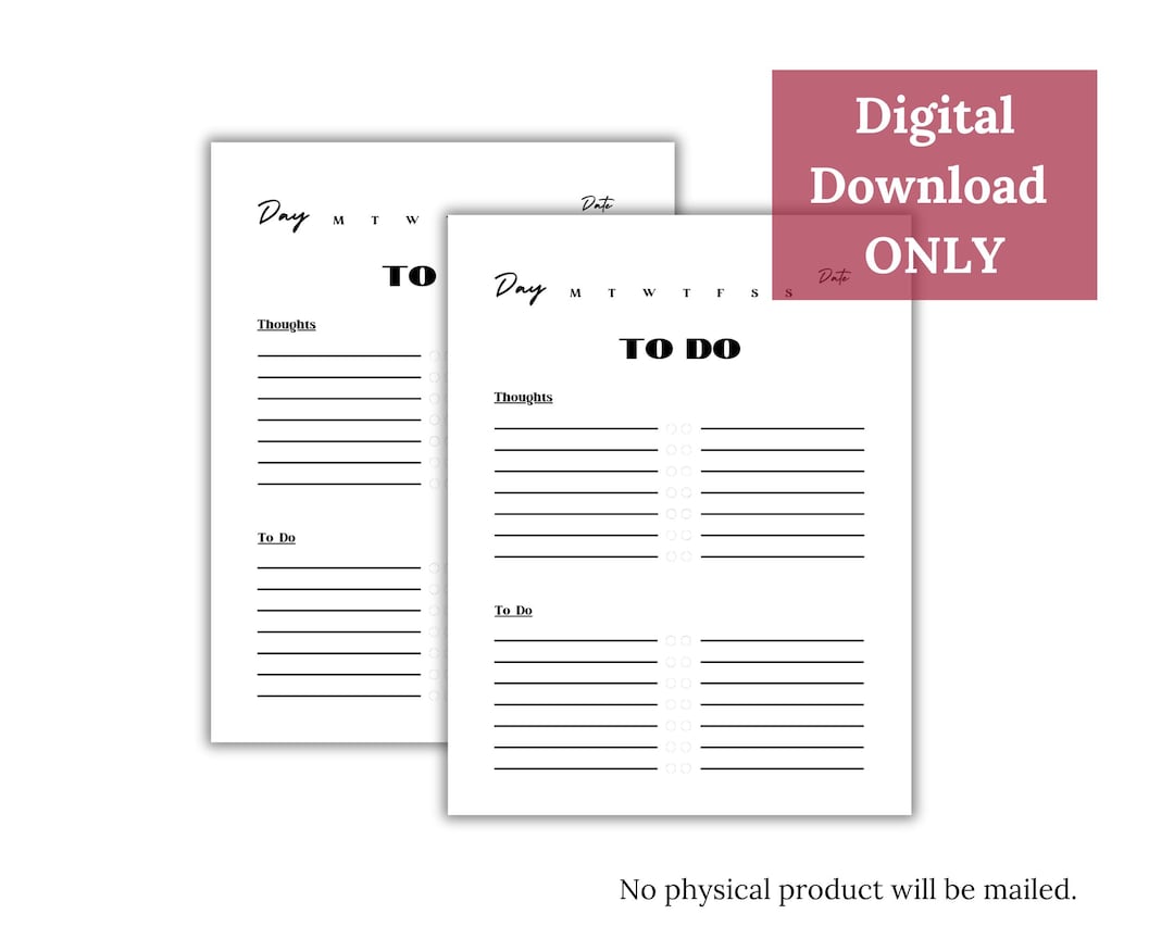 Printable Daily to Do Checklist, Daily Task List Template, Daily ...