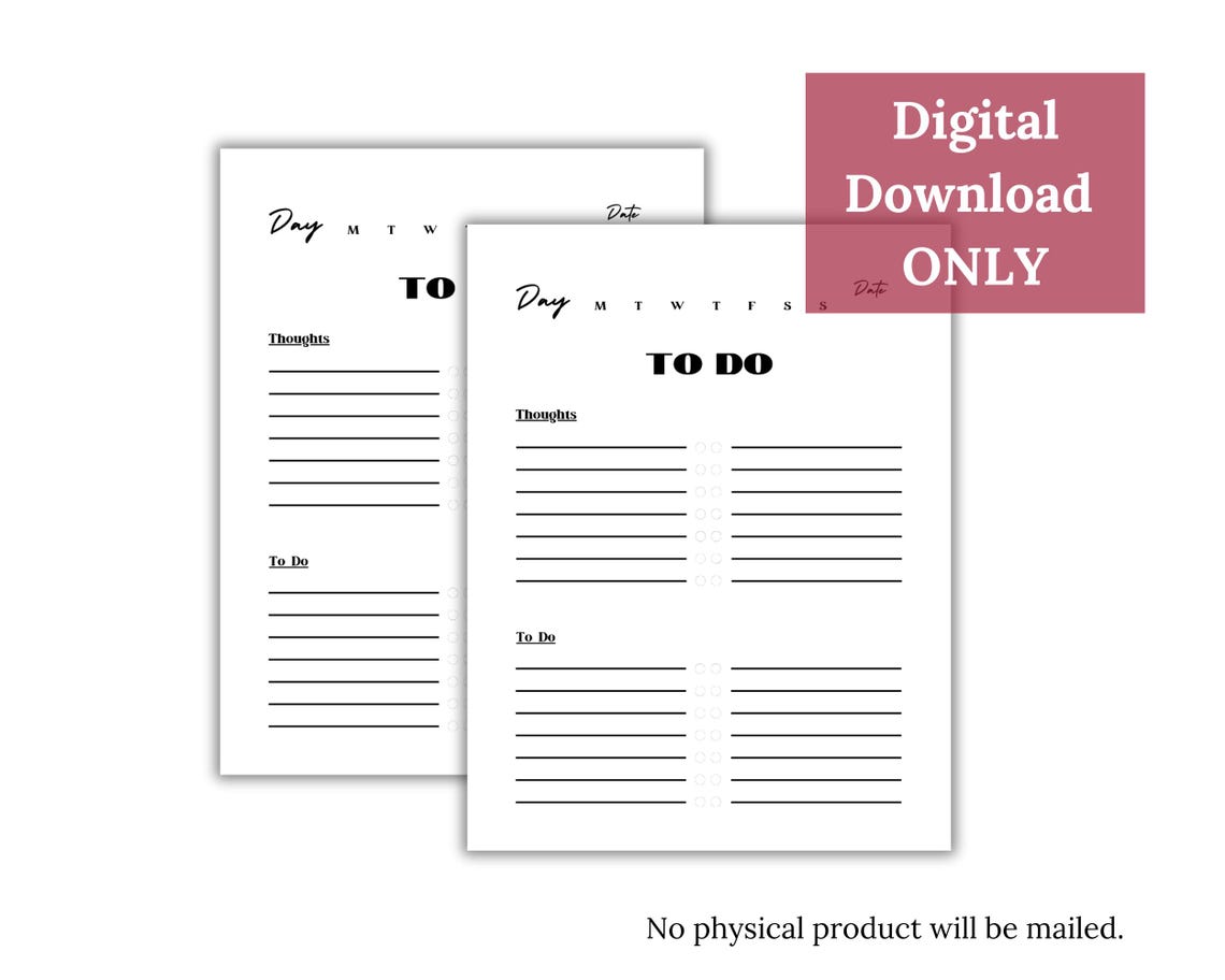 Printable Daily to Do Checklist, Daily Task List Template, Daily ...