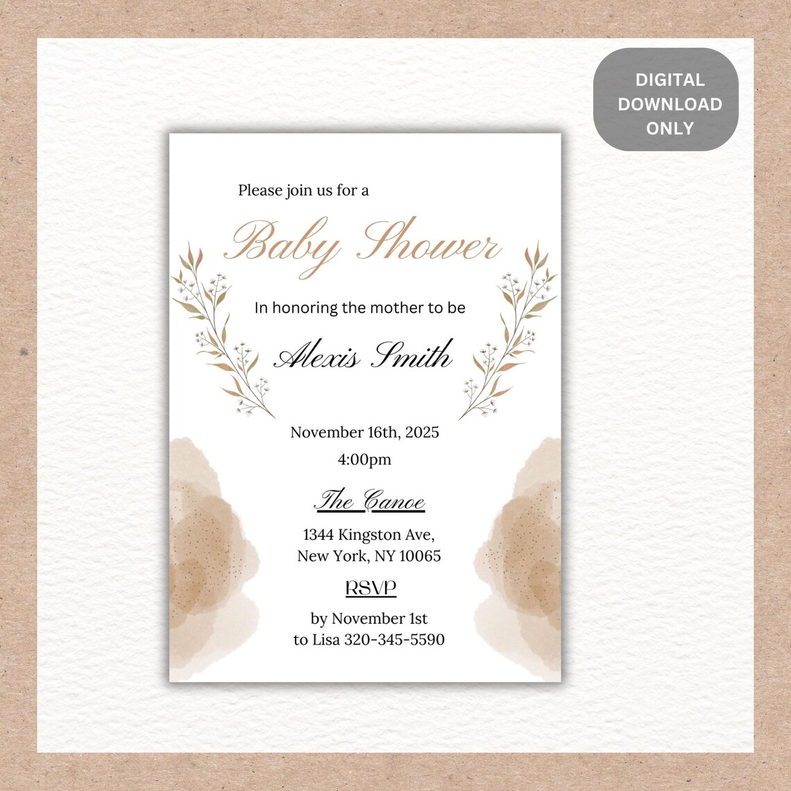 Digital Baby Shower Invitation, Modern Baby Shower, Neutral Baby Shower ...