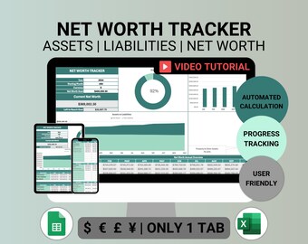 Net Worth Tracker Spreadsheet Google Sheets Digital Net Worth Goal ...