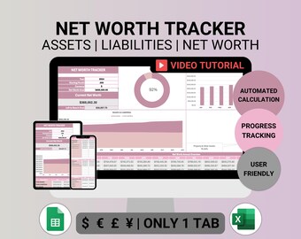 Net Worth Tracker Spreadsheet Google Sheets Digital Net Worth Goal ...