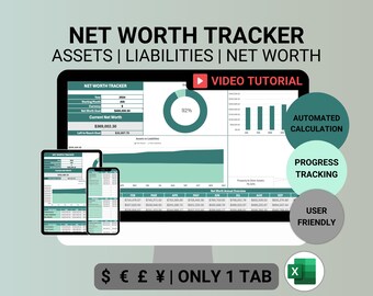 Net Worth Tracker Spreadsheet Google Sheets Digital Net Worth Goal ...