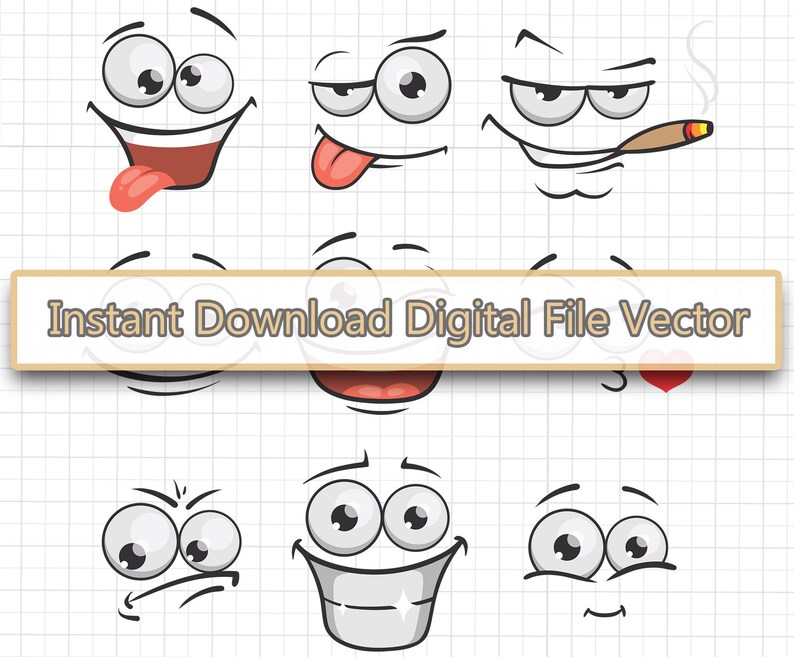 Cute Funny Face SVG, Emoji Face, Cartoon Face Clipart, Comics Face, Png ...
