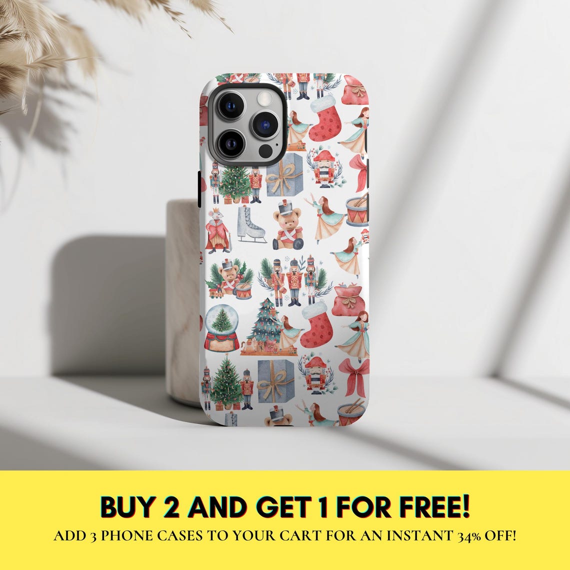 Christmas Nutcracker Phone Case Toy Soldiers Ballerina Teddy Bear ...