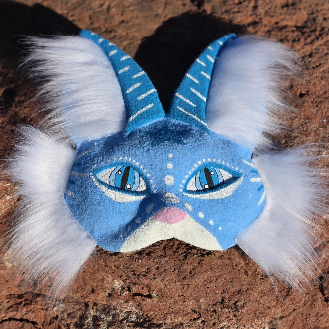 PREMADE Blue Cat Therian Mask, Therian Quadrobics Gear, Blue Fantasy ...