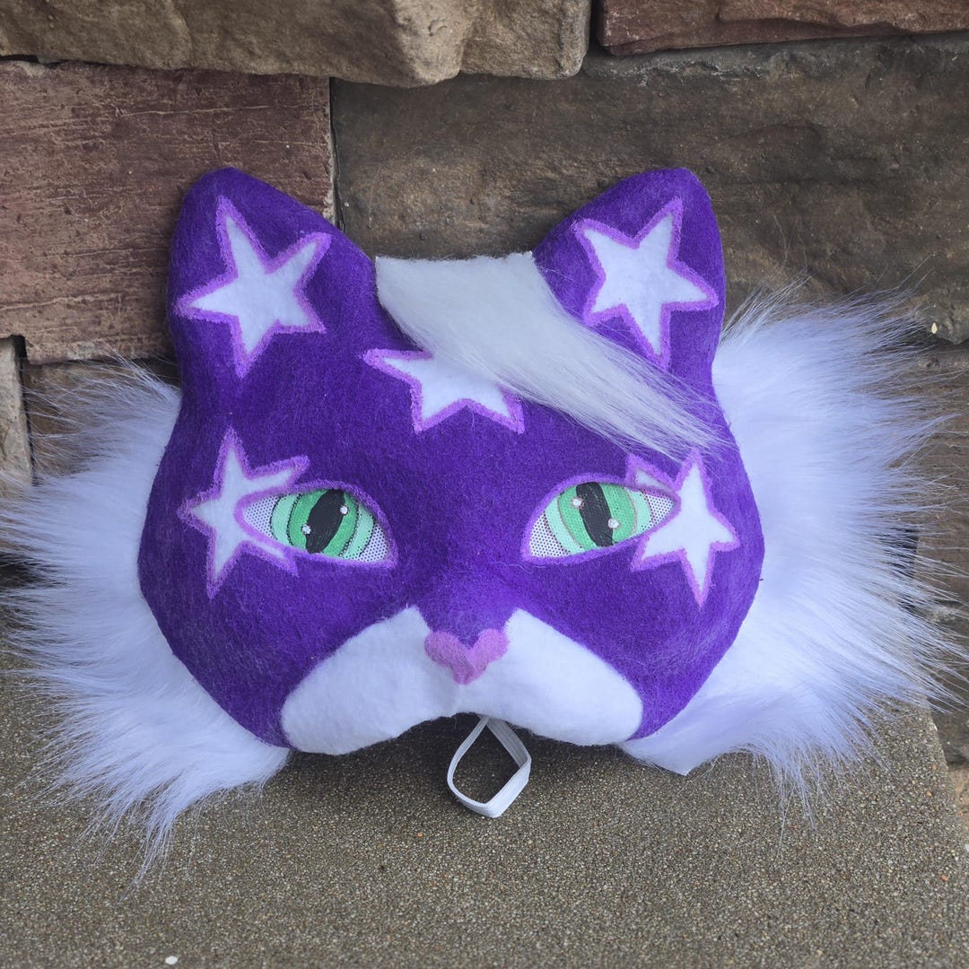 PREMADE Purple Cat Therian Mask, Star Therian Quadrobics Gear, Purple ...