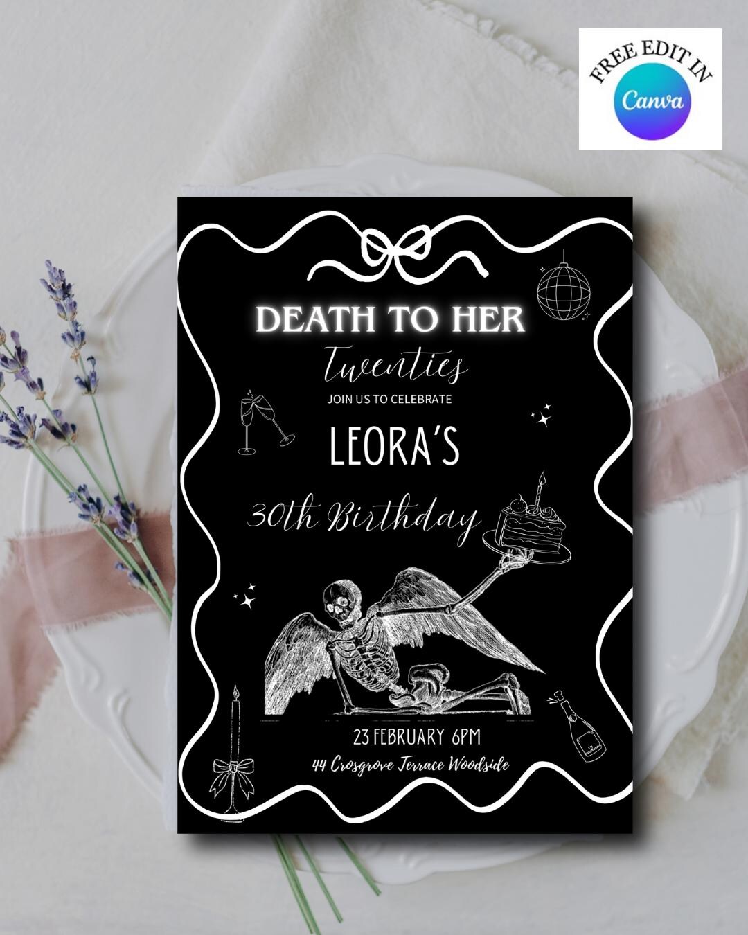 Digital Death to My 20s Invite, RIP to My 20s Birthday Invitation ...