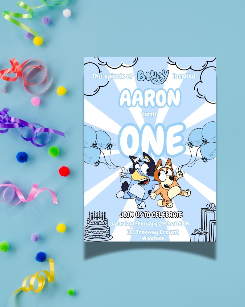 Bluey Birthday Invitation Bing Birthday Digital Print Editable Bluey ...