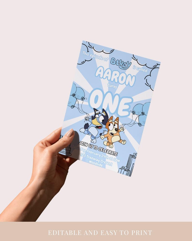 Bluey Birthday Invitation Bing Birthday Digital Print Editable Bluey ...