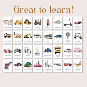 Vehicle Flash Cards, Peschool, Nomenclature Cards, ESL, Montessori ...