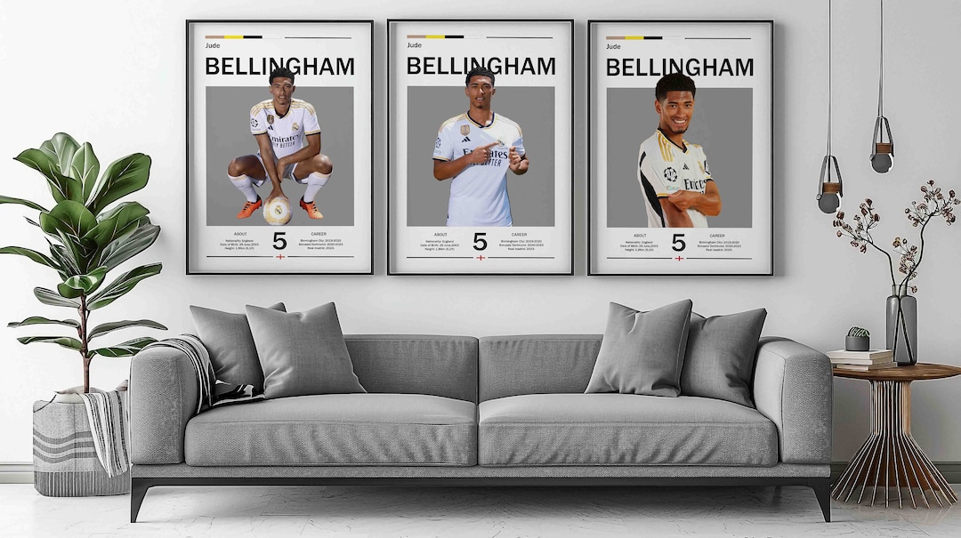 Jude Bellingham Set of 3 Poster, Bellingham Football Print, Sports ...