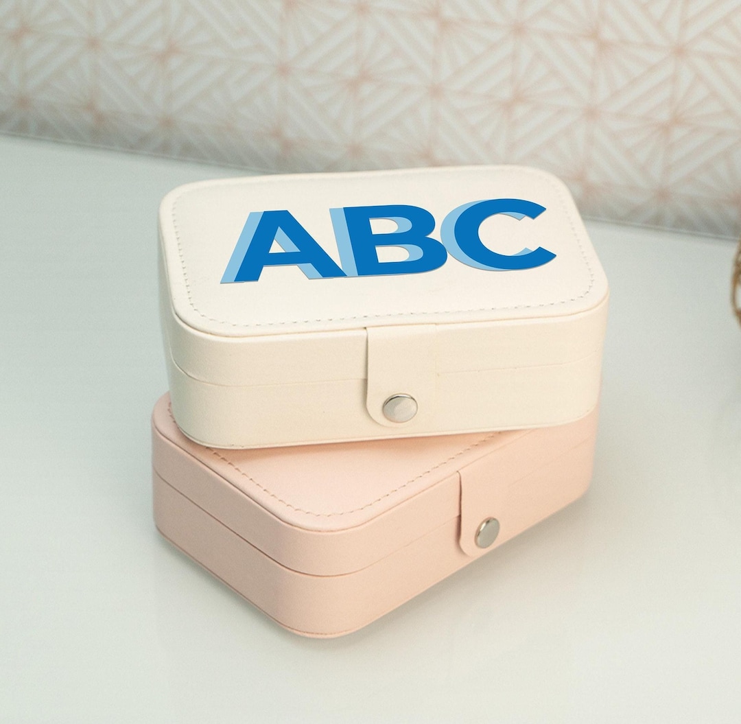 Custom Letters Rectangle Leather Jewelry Storage Box, Initial Travel ...