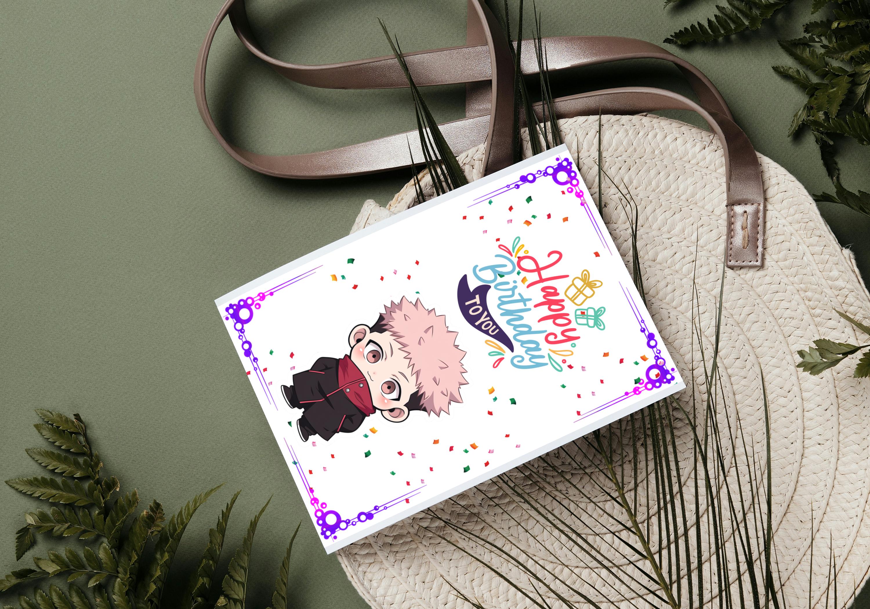 Yuji Itadori Jujutsu Kaisen Birthday Card (anime Style Greeting Card ...