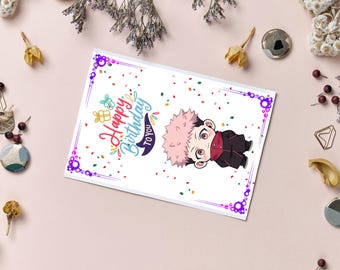 Yuji Itadori Jujutsu Kaisen Birthday Card anime Style Greeting Card - Etsy