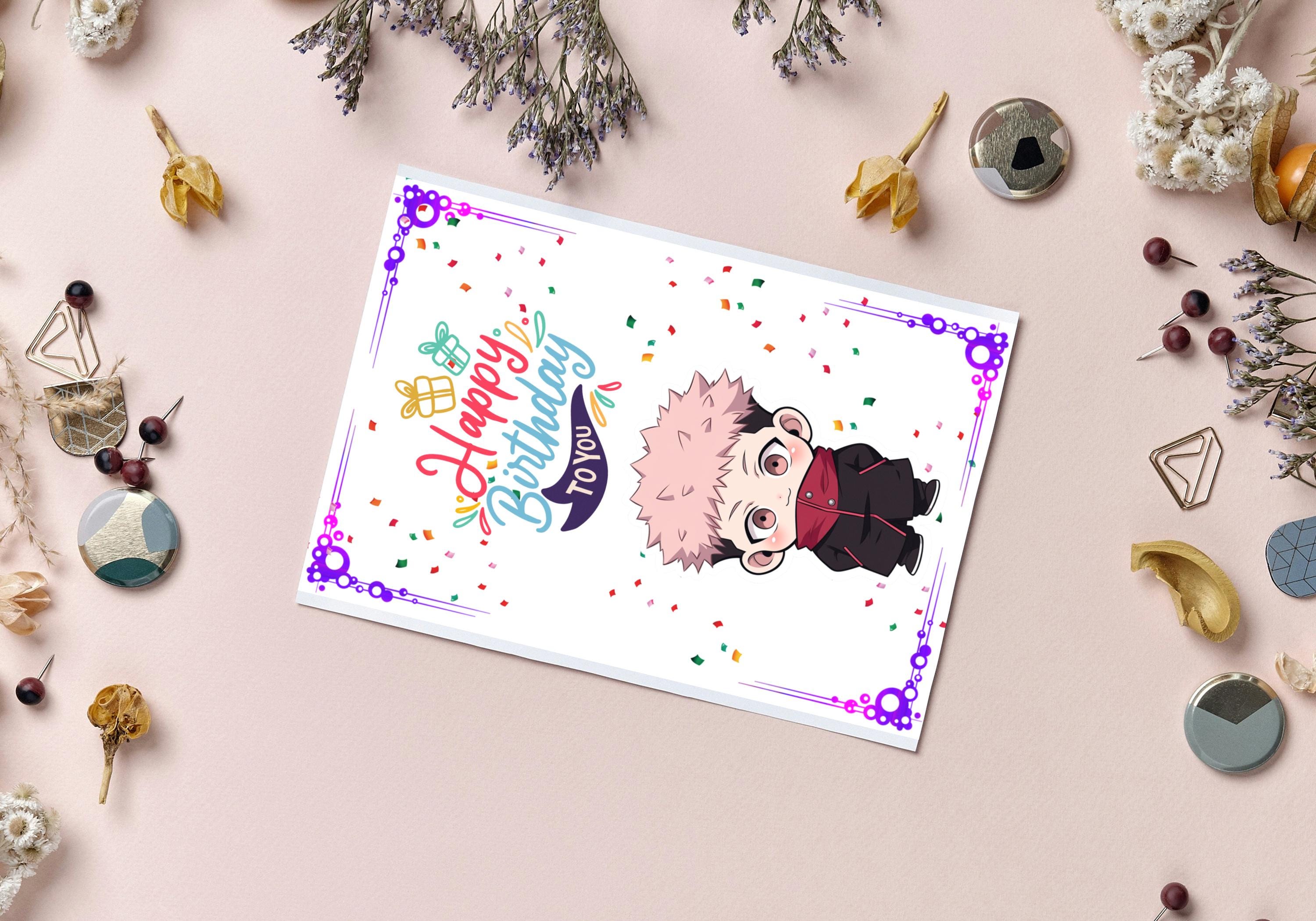 Yuji Itadori Jujutsu Kaisen Birthday Card (anime Style Greeting Card ...