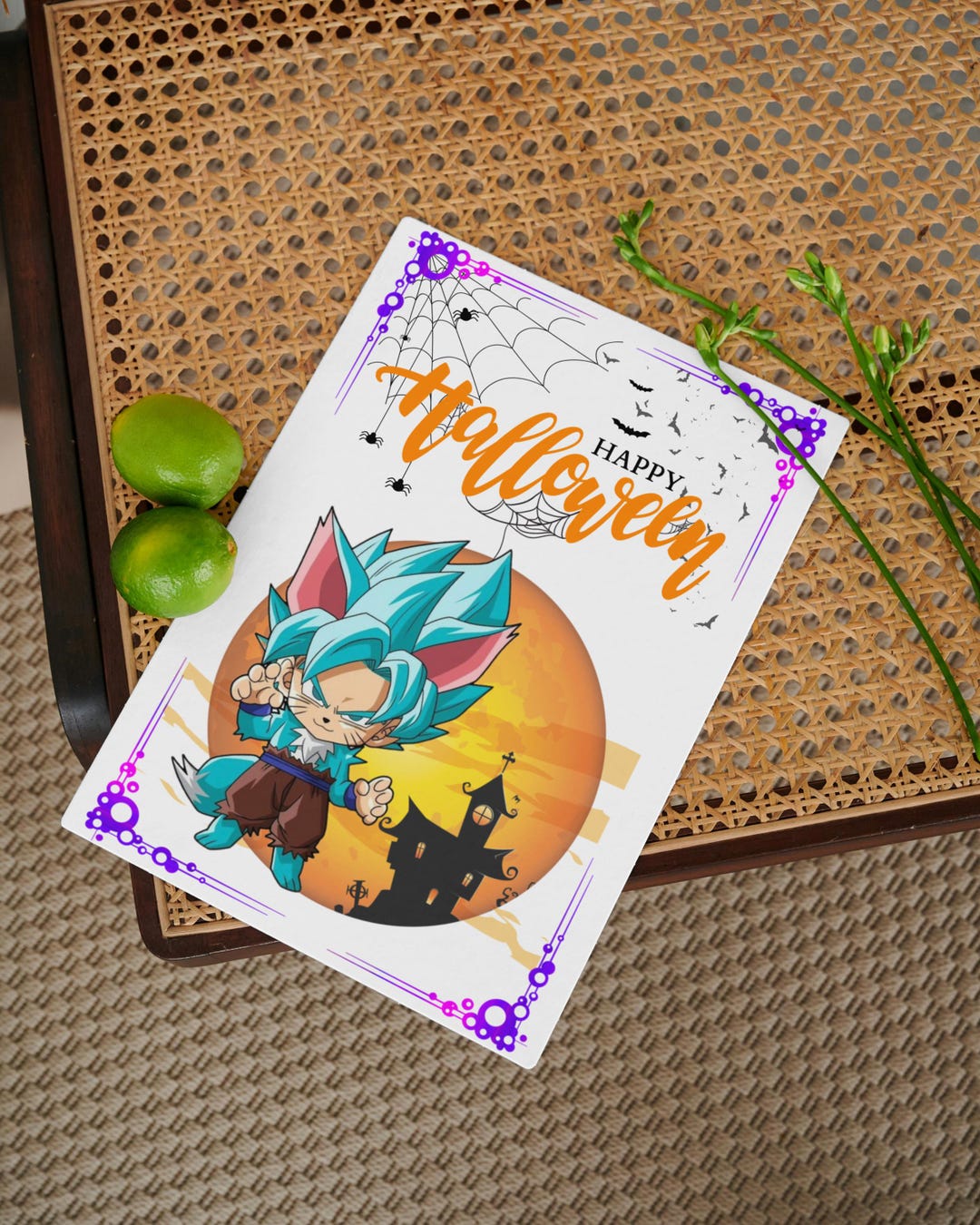 Goku Super Saiyan Blue Halloween Card anime Style Greeting Card - Etsy