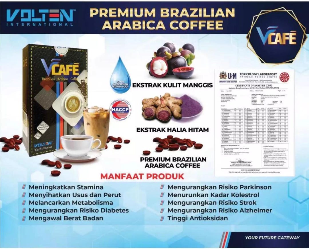 2 Box Volten Vcafe Brazilian Arabica Coffee Black Ginger & Mangosteen ...