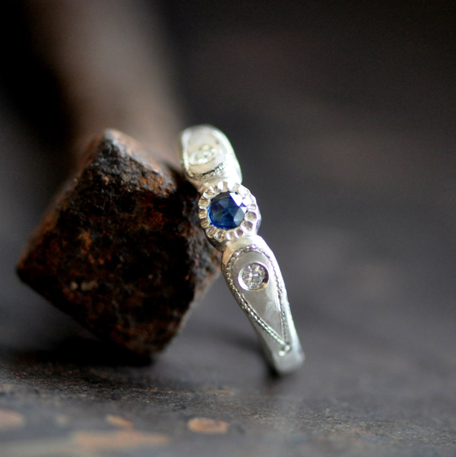 Ruby Relic Ring in Sterling Silver With Diamond Flush - Etsy