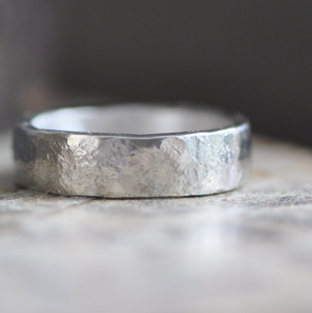 Sterling Silver Wide Ring Band, Organic Texture, Matte Finish, Wedding ...